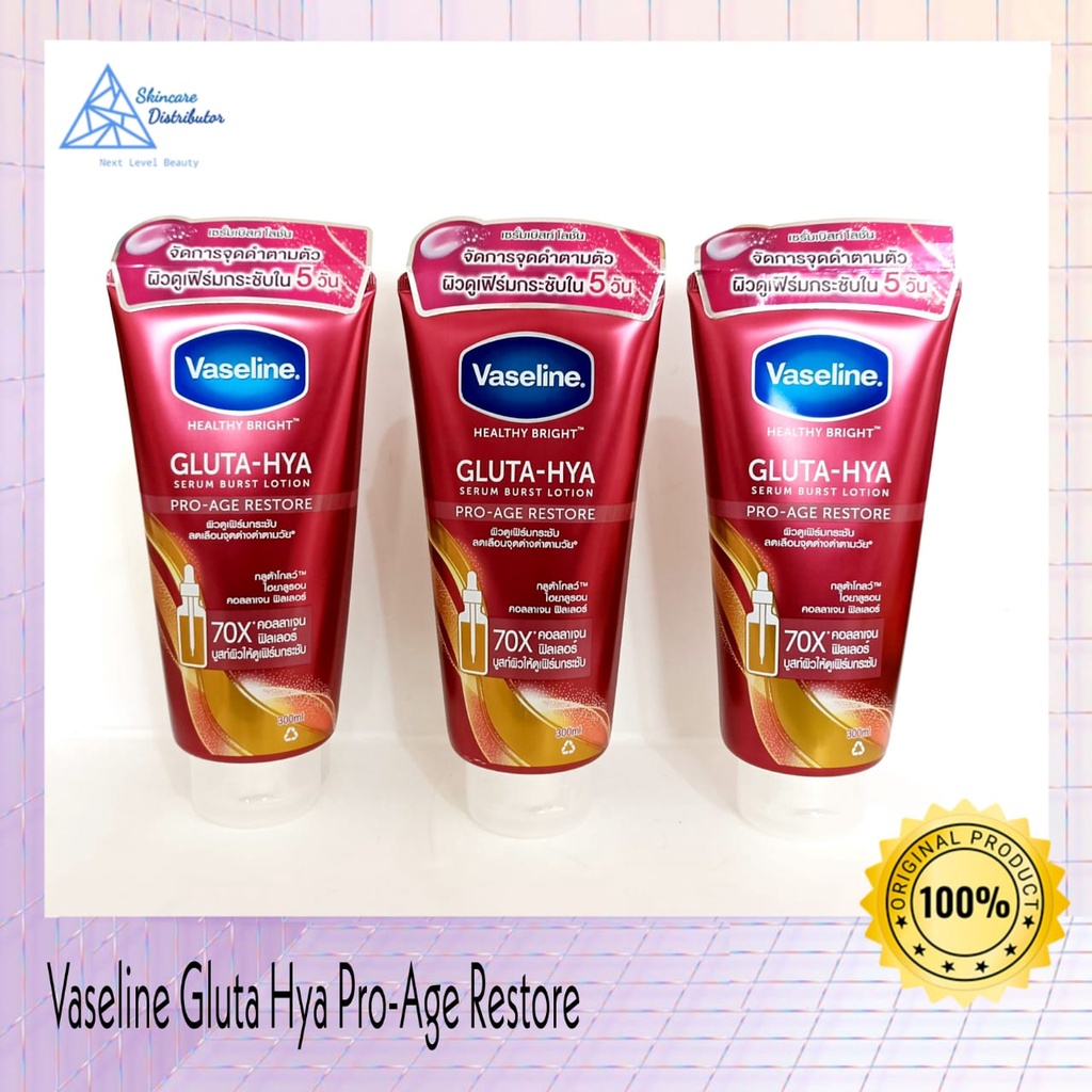 Jual VASELINE PRO AGE RESTORE GLUTA HYA SERUM 300ML | Shopee Indonesia