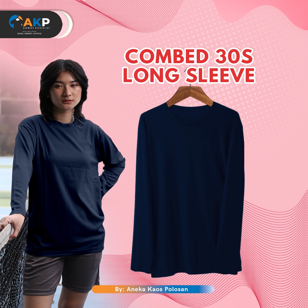 Jual AKP - Kaos Katun Combed 30s Lengan Panjang Polos - Cotton Combed ...