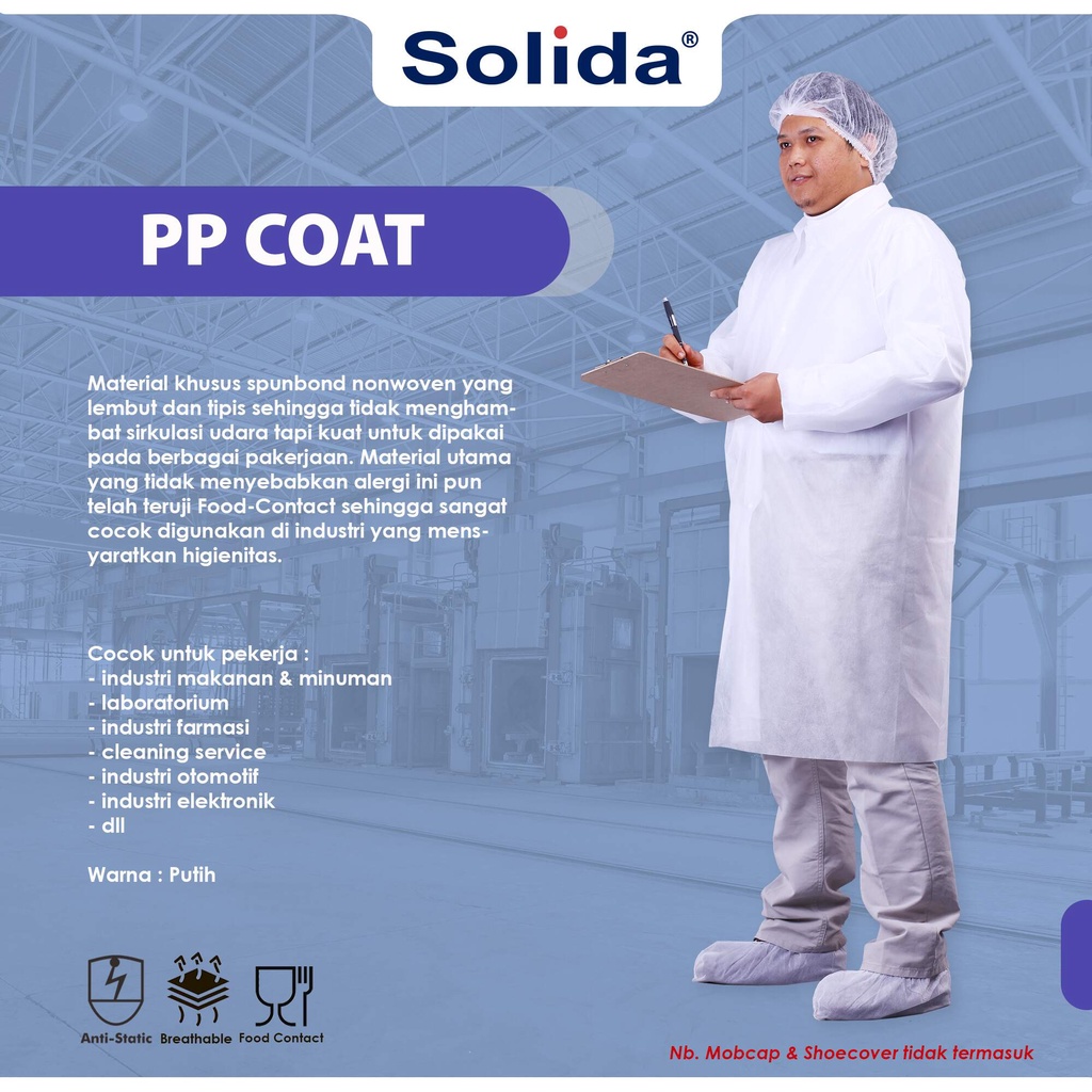 Jual Coat PP SOLIDA Jas Lab Disposable Spunbond Velcro | Shopee Indonesia