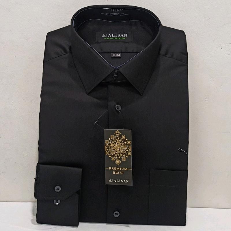 Jual Kemeja Pria Alisan Premium Hitam Polos Slimfit Lengan Panjang ...