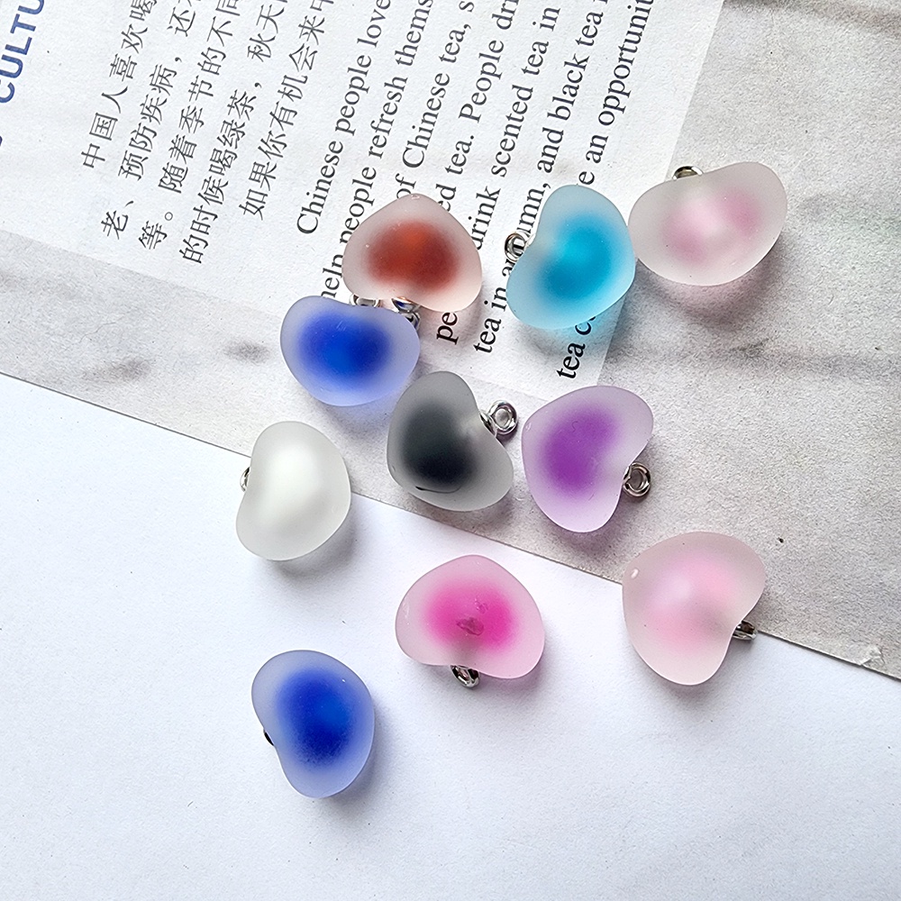 Jual 1 pcs Charm Heart Kaca Doff Frost | Shopee Indonesia