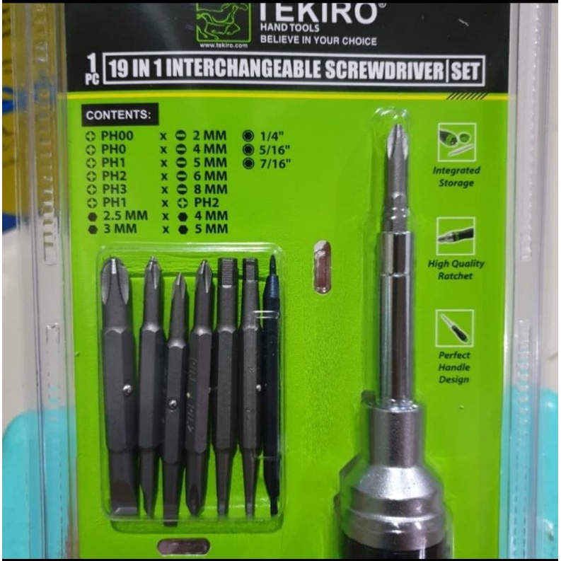 Jual Tekiro obeng set 19 in 1 / 19 in 1 interchangeable screwdriver set ...