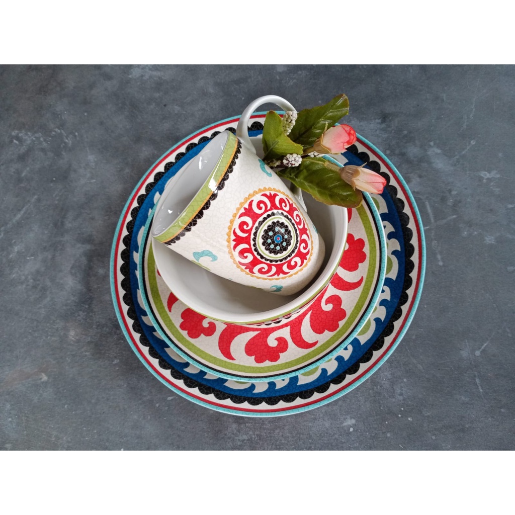 Jual Dinner Set Keramik Sango Happy Suzani/Piring saji/Piring Makan ...