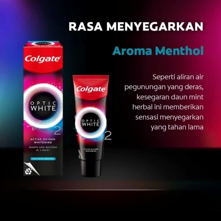 Jual Colgate Pasta Gigi Optic White O2 (Aromatic Menthol) Lebih Putih ...