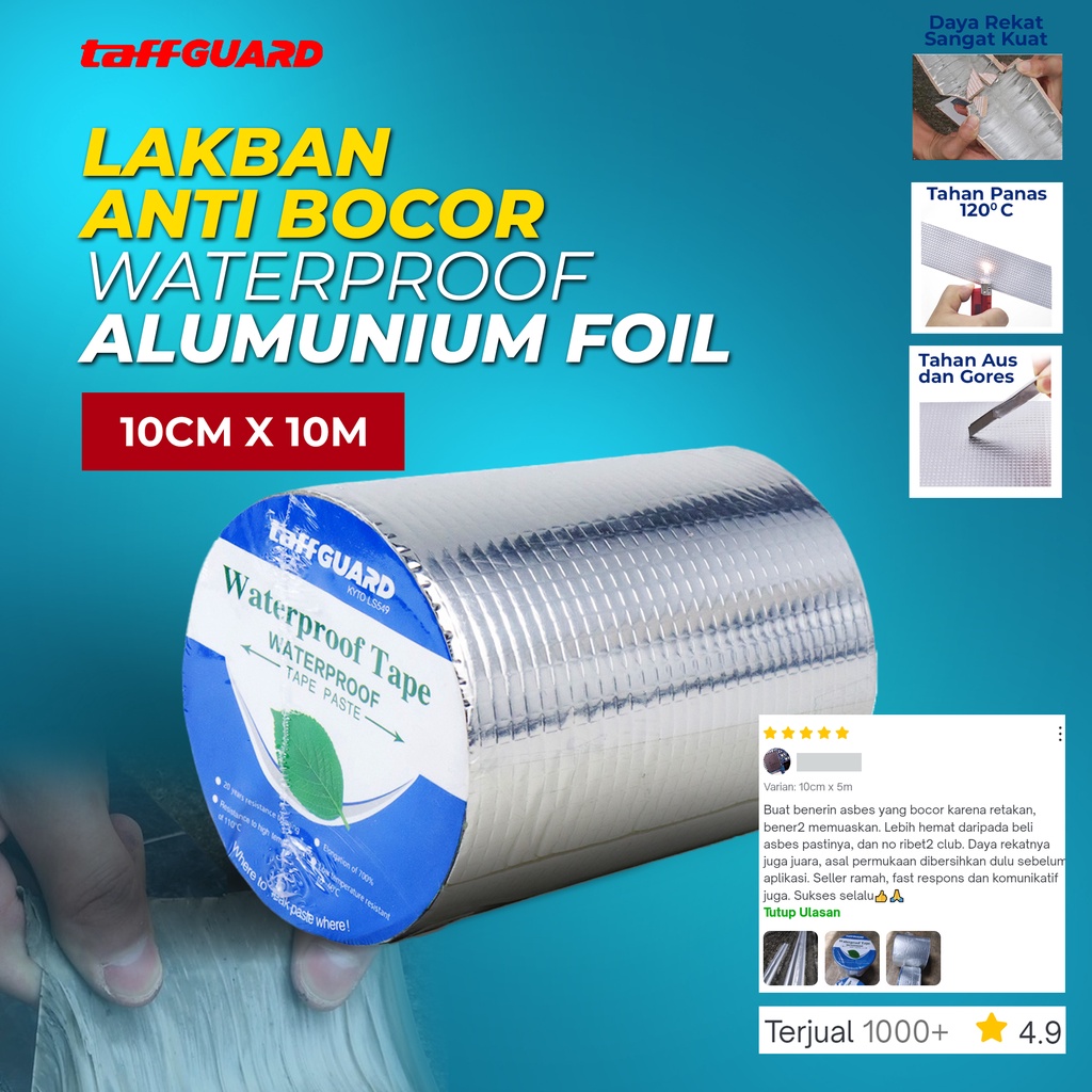 Jual Lakban Aluminum Foil ukuran 10cm x 10m anti bocor waterproof untuk tambal atap, pipa ...