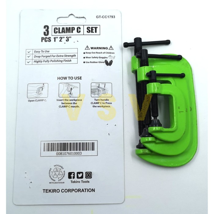 Jual Tekiro Klem C Set 3Pc 1" 2" 3"/ Clamp C Set 3Pc / C Klem Set 3Pc ...