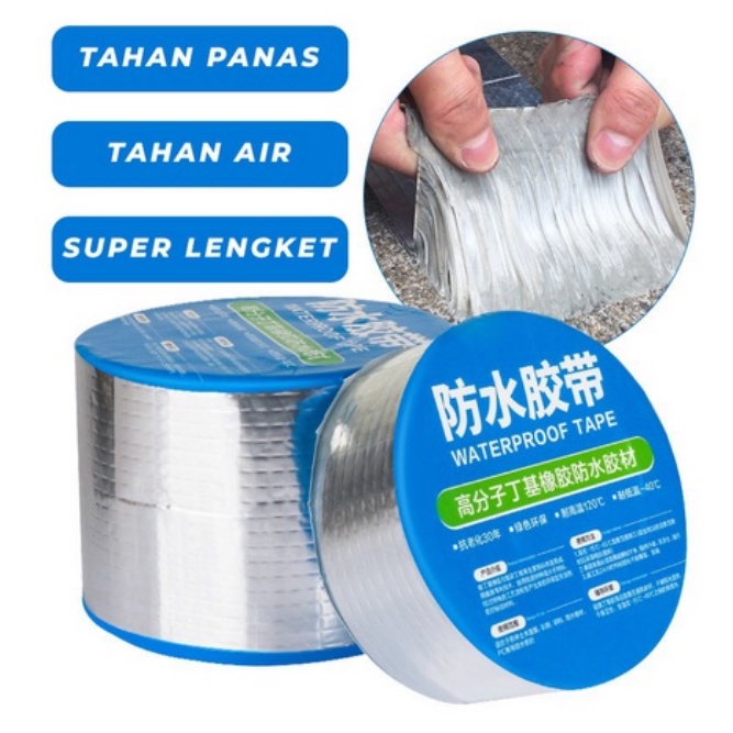 Jual LAKBAN ANTI BOCOR 3M 5M LEM ANTI AIR ALUMUNIUM FOIL BUTYL SUPER WATERPROOF TAPE TAMBAL ...