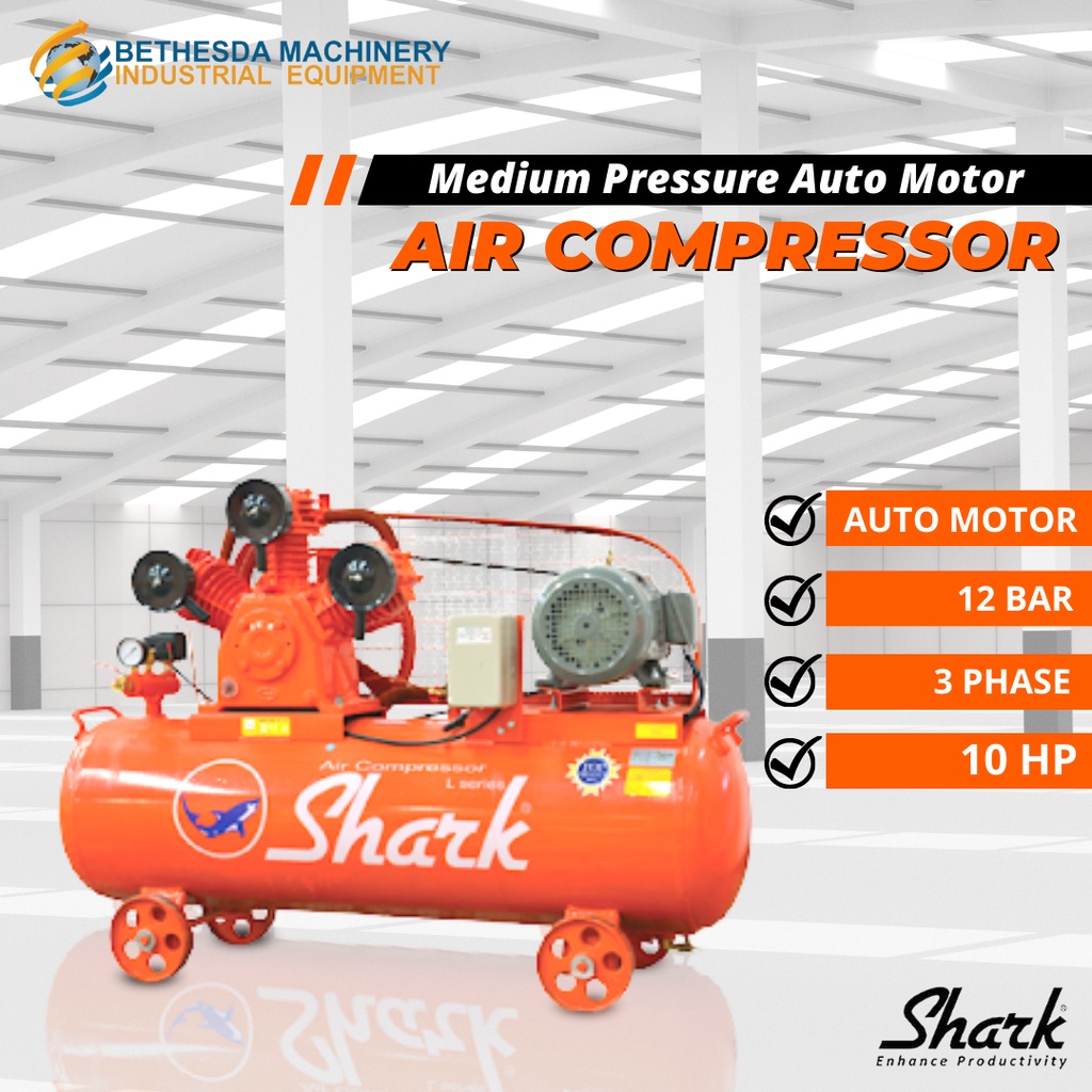 Jual Kompresor Udara 10 HP Listrik Shark Air Compressor 10 HP 12 BAR 3 ...