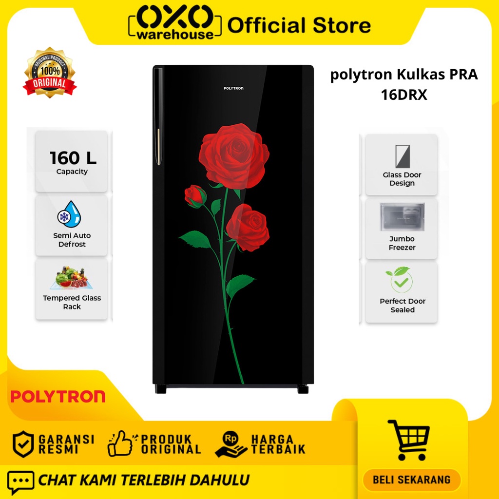 Jual POLYTON Kulkas PRA 16DRX 1 Pintu 160 Liter Lemari Es Low Watt ...