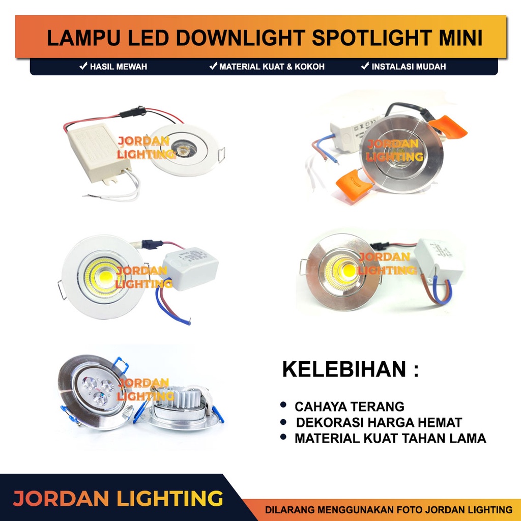 Jual Lampu Sorot 1 Watt 3 Watt Mini Spotlight LED Downlight 1W 3W Putih Kuning Warm White ...