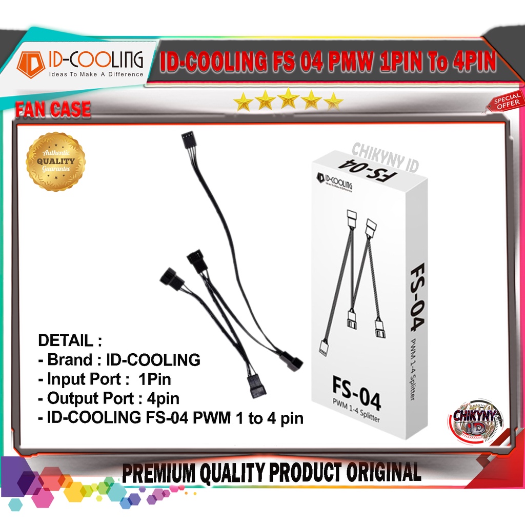 Jual IDCOOLING FS 04 PWM 1PIN TO 4PIN SPLITTER FOR FAN COMPUTER ID-COOLING | Shopee Indonesia