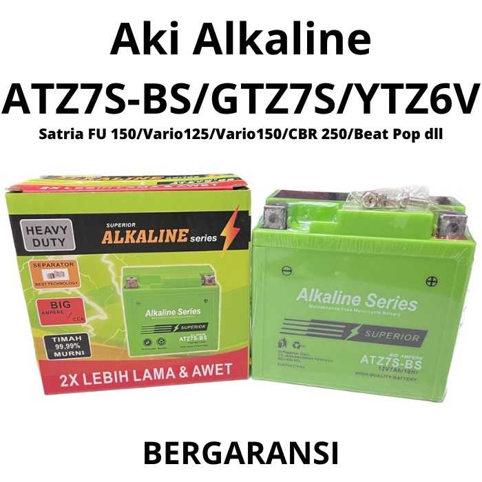 Jual Aki Motor Alkaline ATZ7S-BS GTZ7S YTZ6V 12V 7Ah Satria FU 150 Vario 125 Vario 150 CBR 250 ...