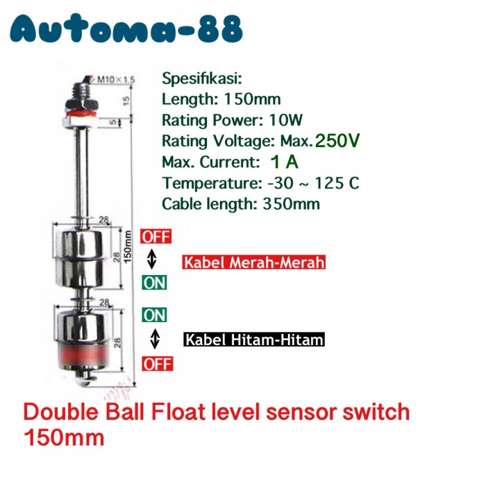 Jual Terlaris Level Water Level Sensor Float Switch Double Ball ...
