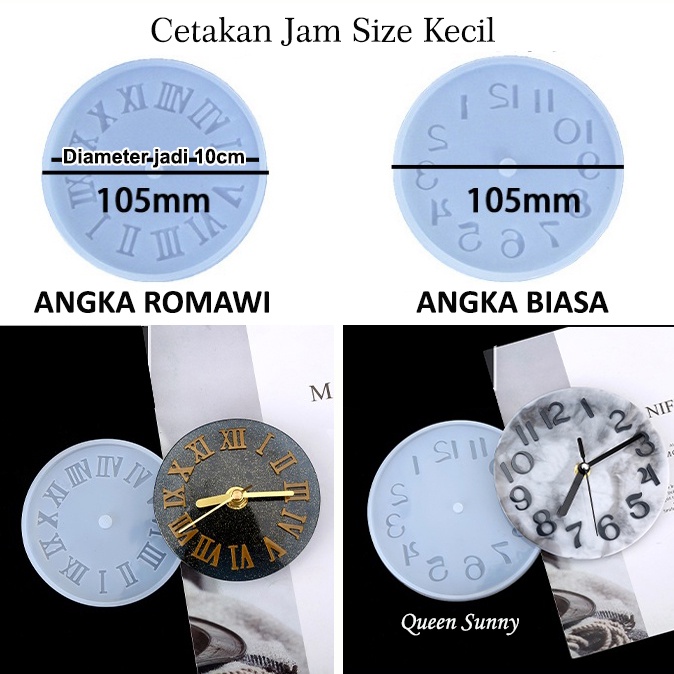Jual Cetakan Resin Jam Clock Romawi Numeric Size KECIL Mold Silikon ...