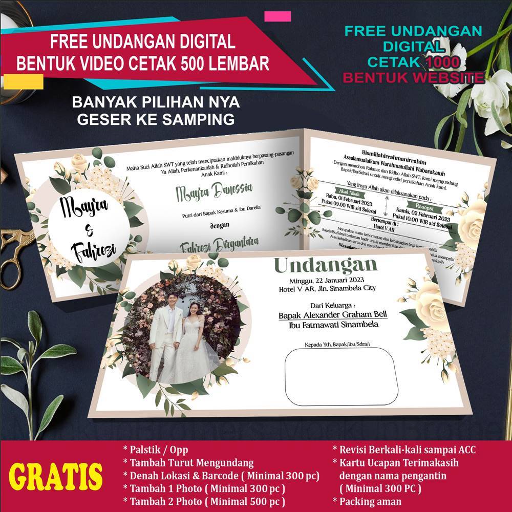 Jual Undangan Rustik Undangan Unik Undangan Pernikahan Free Foto ...