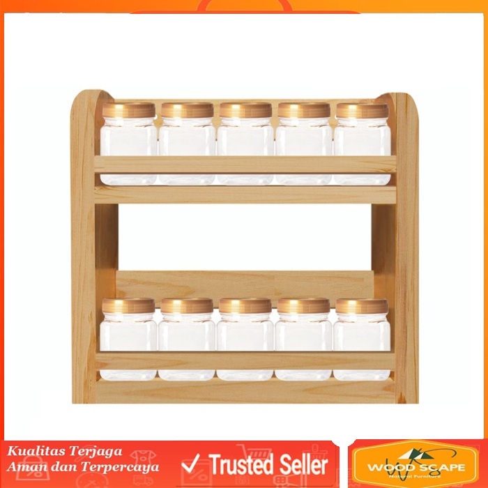 Jual Tempat Bumbu Kayu 2 Tingkat / RAK BUMBU 2SUSUN RAK BUMBU DINDING ...