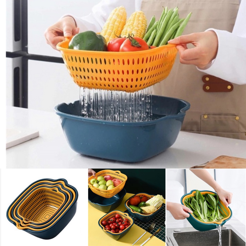 Jual Keranjang Baskom Tirisan 6in1 Wadah penyaring Mencuci Sayur dan ...