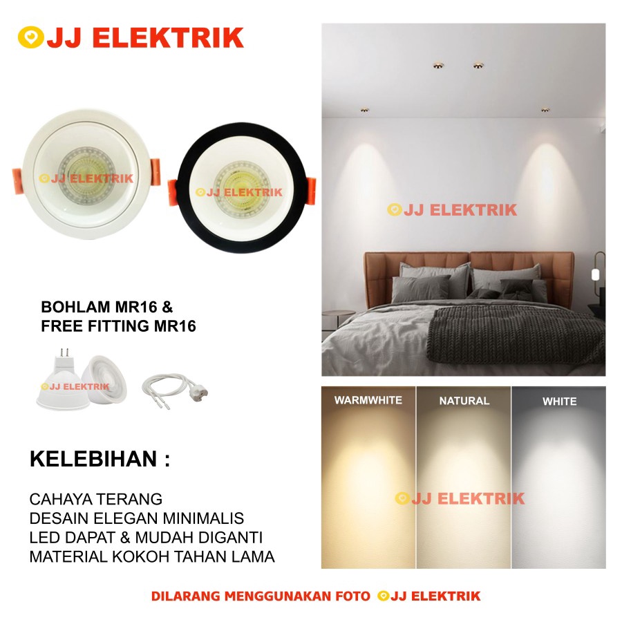 Jual Elegan! Lampu Downlight LED 3W 5W 7W 12W - Spotlight Sorot Plafon Bisa Ganti Bohlam | Warna ...