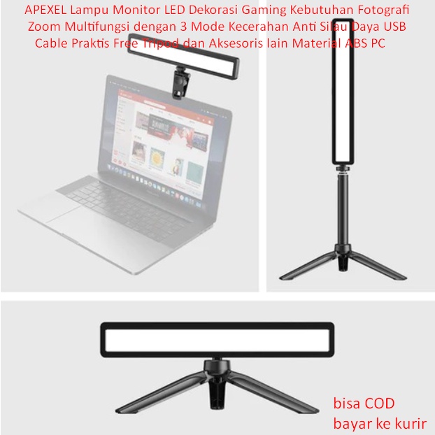 Jual APEXEL Lampu Monitor LED Dekorasi Gaming Kebutuhan Fotografi Zoom ...