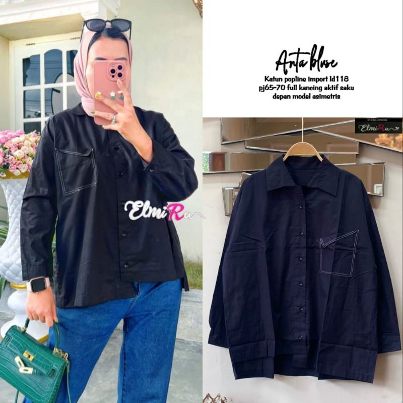 Jual Blouse kekinian wanita katun popline tebal dah lembut anta blouse ...