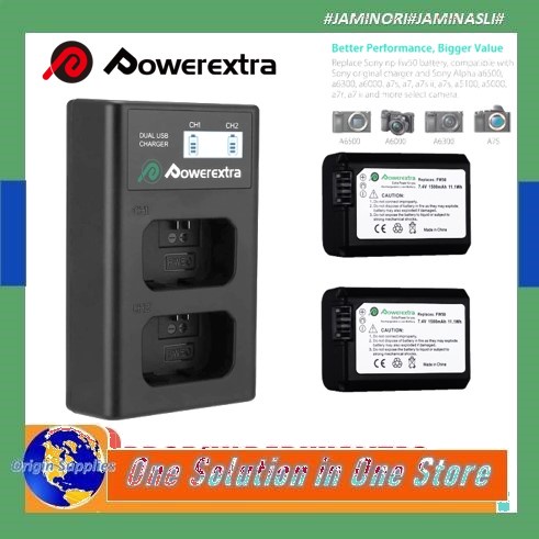 Jual Powerextra Battery (2-Pack) Sony NP-FW50 With Dual Charger LCD ...
