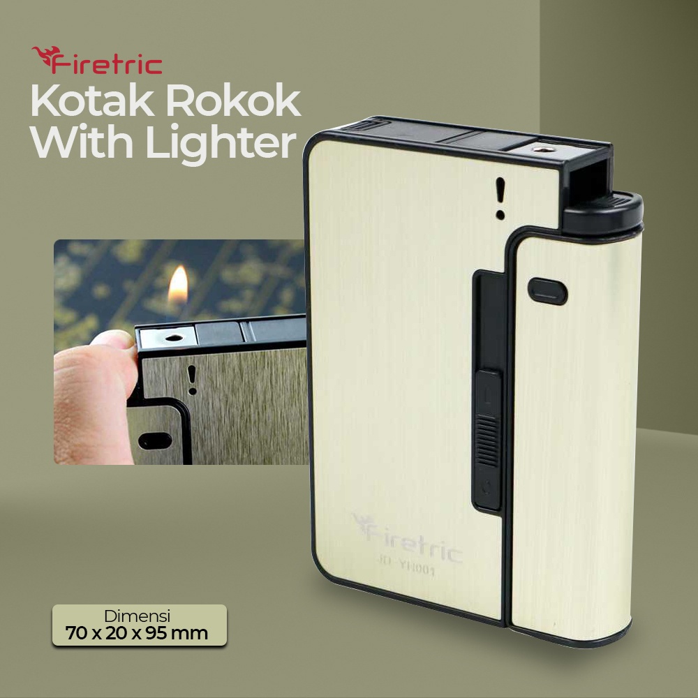 Jual Kotak Rokok Keren Metal FIRETRIC dengan Tempat Korek Api Lighter ...