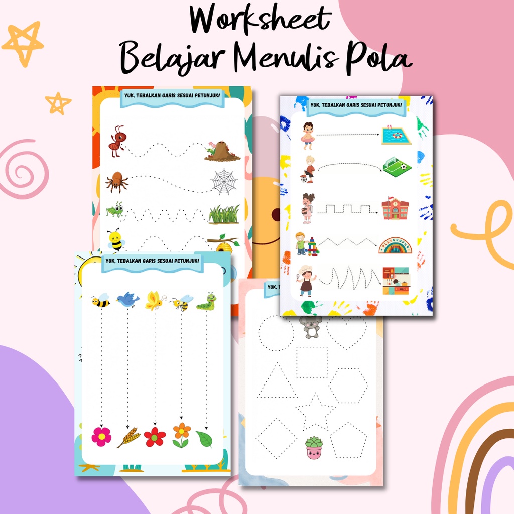 Jual WORKSHEET Anak PAUD TK 2 3 4 5 Tahun Mainan Edukasi Belajar Spidol ...