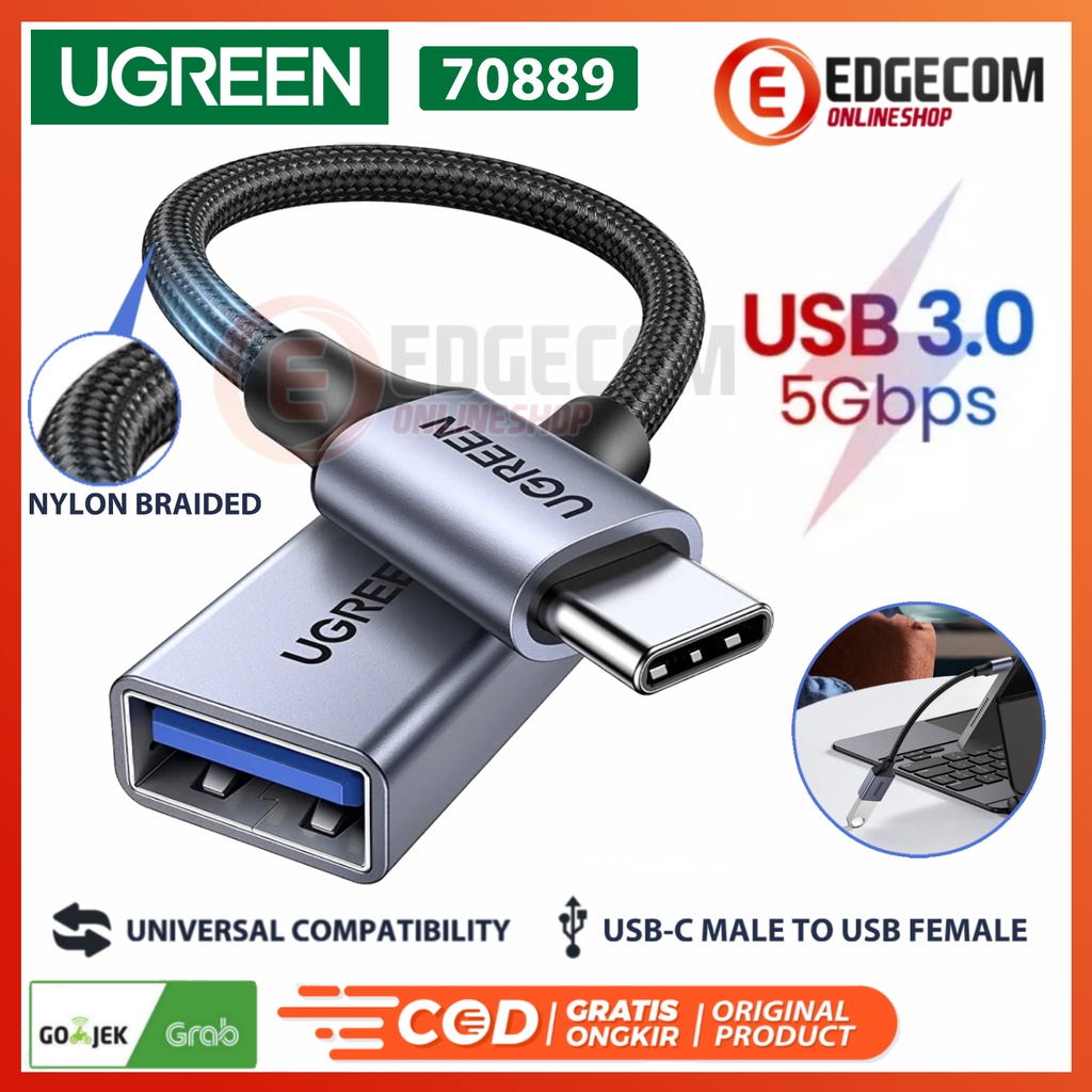 Jual UGREEN Kabel OTG USB Type-C to USB 3.0 Female Nylon Braided | Shopee Indonesia