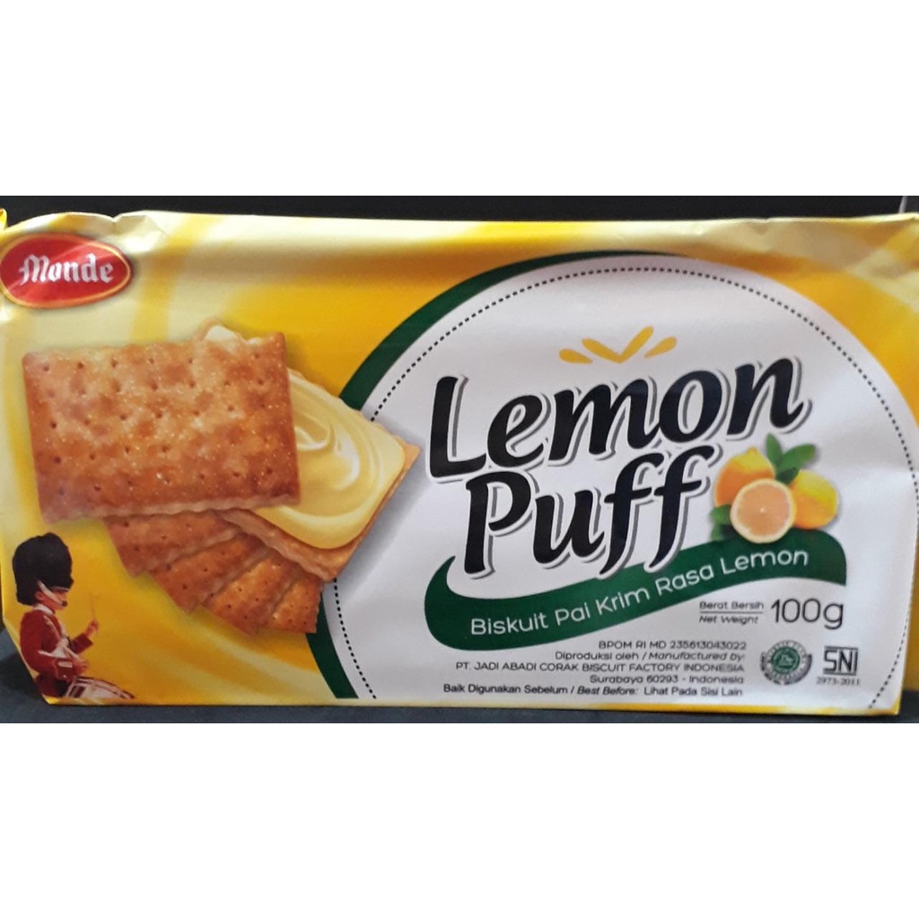 Jual MONDE LEMON PUFF BISKUIT PAI KRIM RASA LEMON 100GR | Shopee Indonesia