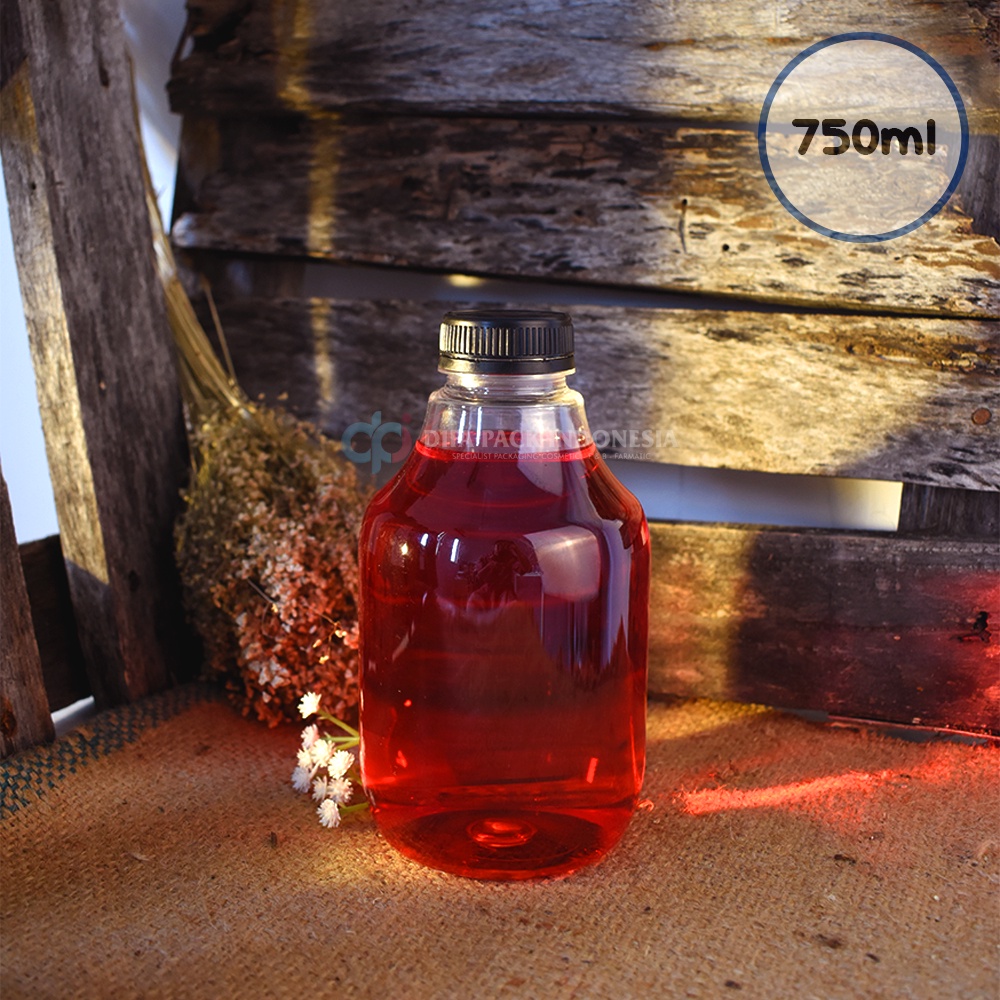Jual Botol jus 750ml/Botol SKLC 750ml tutup hitam/botol minuman ...