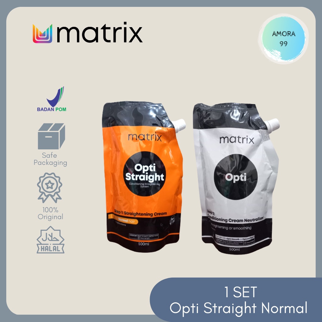 Jual Amora99 || Matrix Opti Straight obat Smooting rambut 1set 500 ml ...