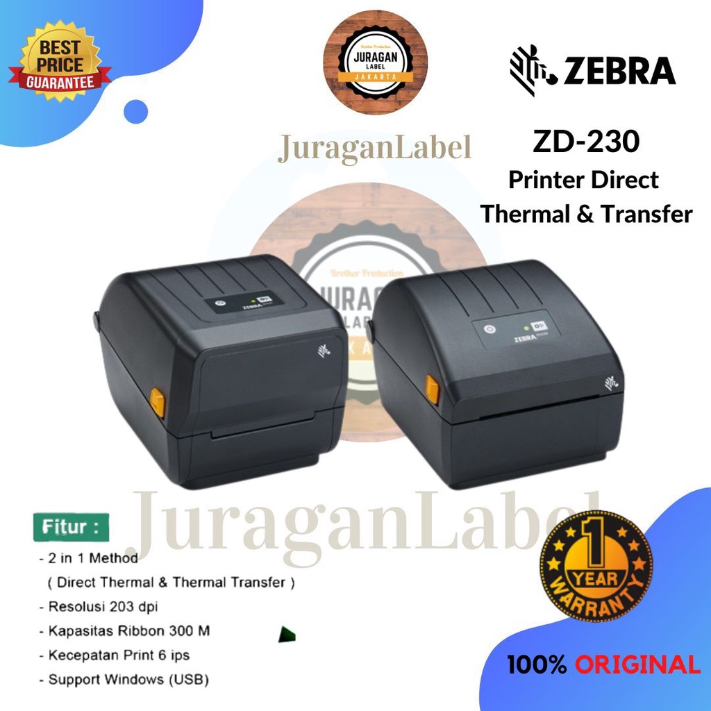 Jual ZEBRA ZD-230 Printer Thermal Transfer Label Desktop ZD230 | Shopee ...