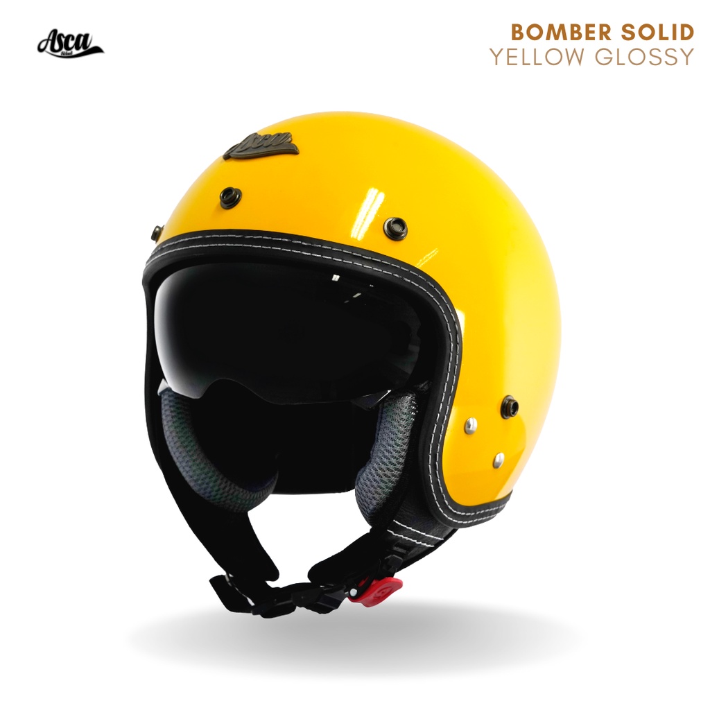 Jual Helm Asca Bomber Solid Yellow Glossy | Shopee Indonesia