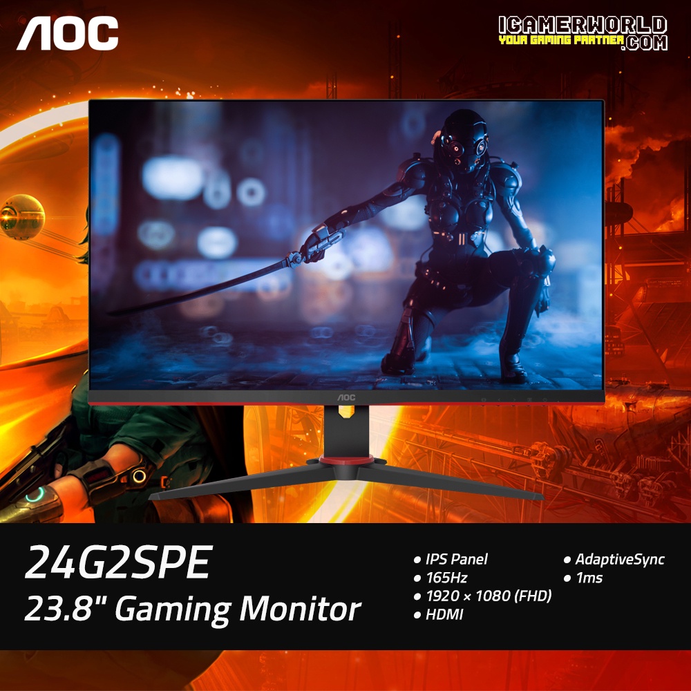 Jual AOC 24G2SPE 23.8" IPS FHD 165Hz 1ms Adaptive-Sync Gaming Monitor ...