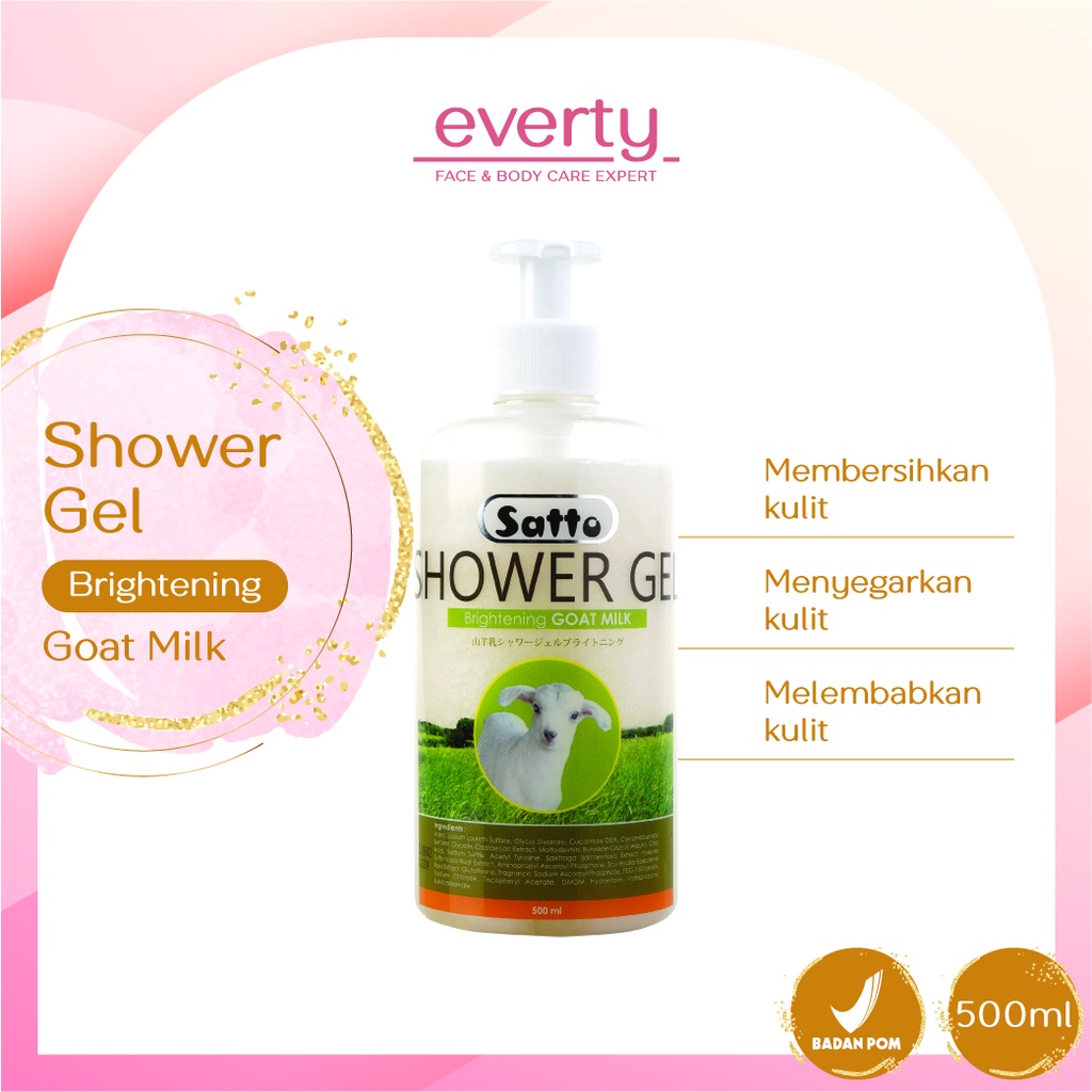 Jual Satto Shower Gel Brightening Goat Milk - Botol 500 ml | Shopee ...