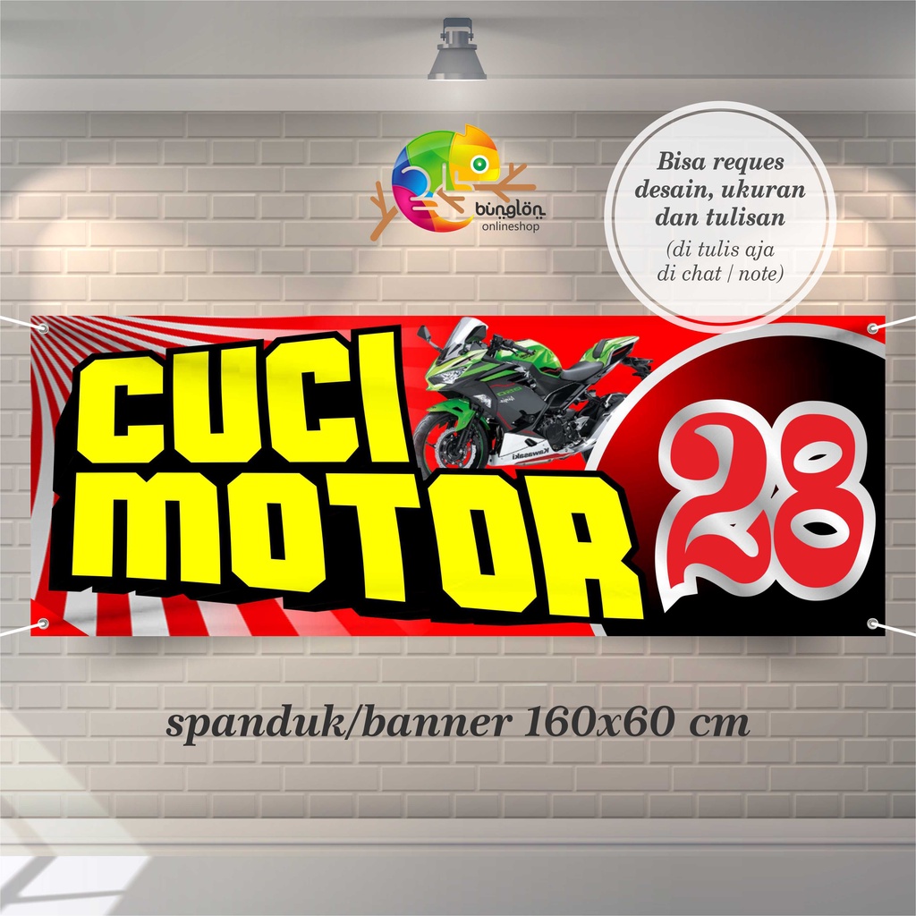Jual Spanduk Banner 160x60 Cm Cucian Motor Cuci Mobil Free Desain Spanduk Cuci Motor Mobil