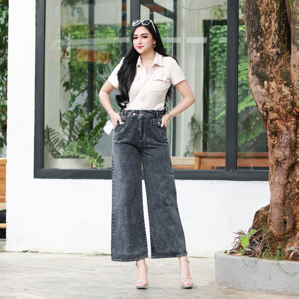Jual ESKA JEANS CULLOTE/ kulot jeans korean simple pinggang karet ...