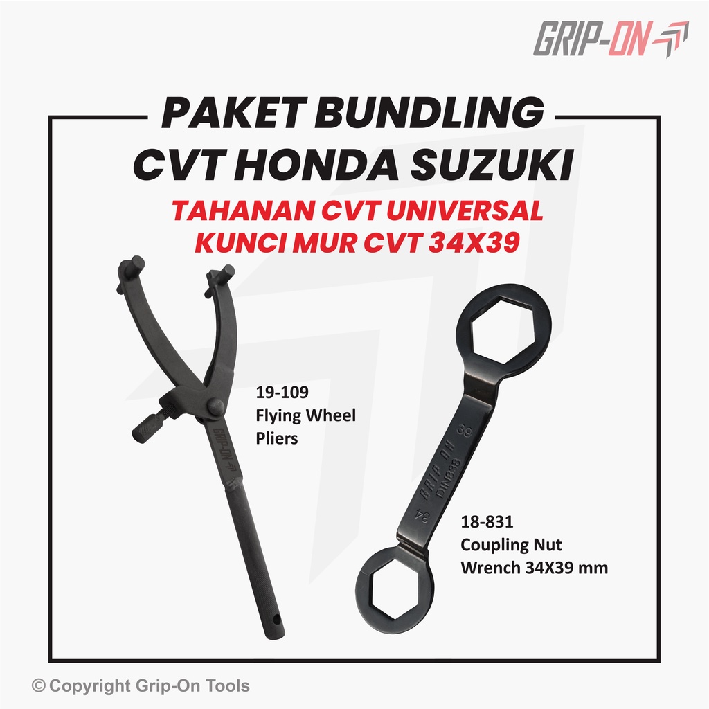 Jual Paket Hemat Alat Buka CVT Honda Yamaha Grip-On Kunci Mur CVT dan Tahanan CVT Universal ...