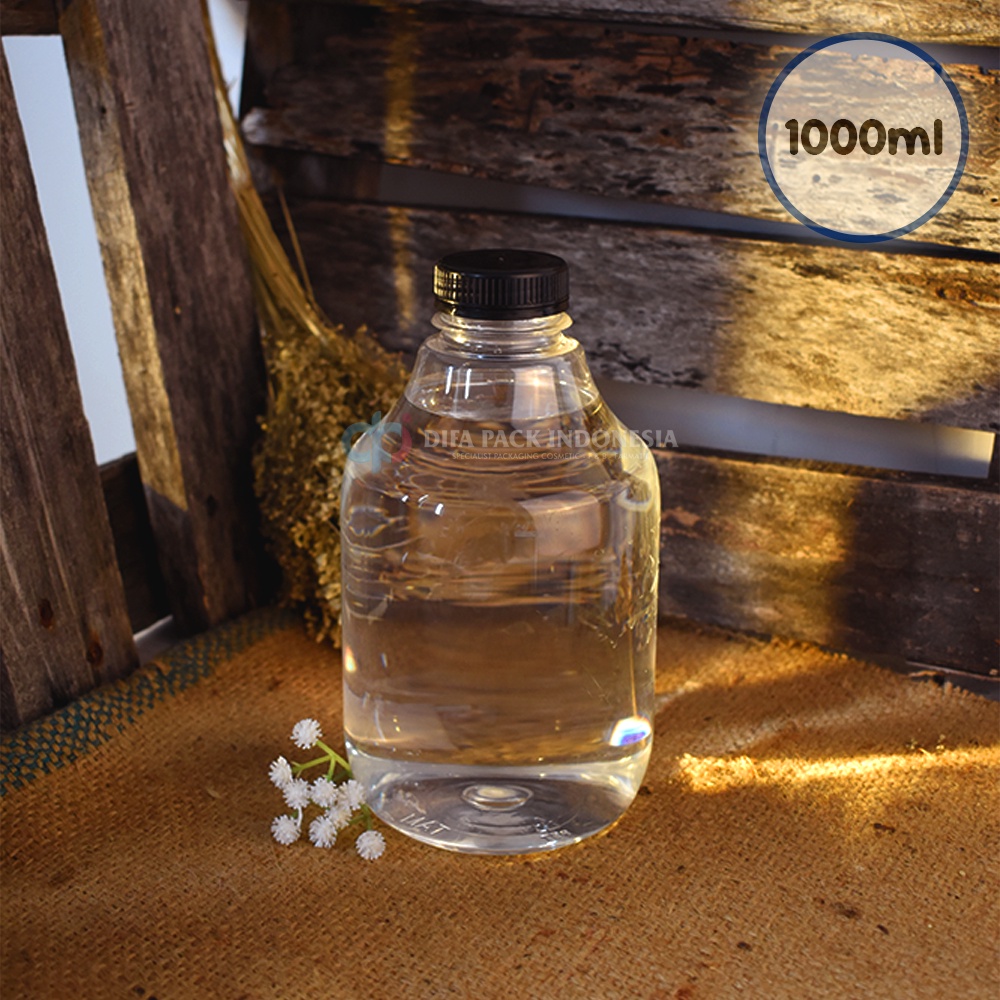 Jual Botol jus 1000ml/Botol SKLC 1000ml tutup hitam/botol minuman ...