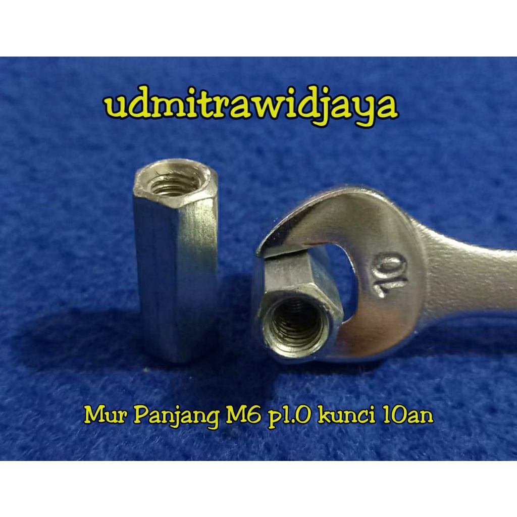 Jual Mur panjang kunci 10an M6 p 1.0 long nut panjang drat halus sambungan baut miniatur mur ...