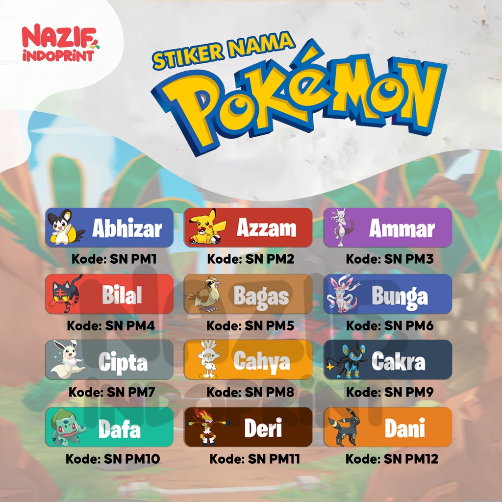 Jual Stiker Label Nama Karakter Waterproof / Stiker Nama Kotak Karakter ...
