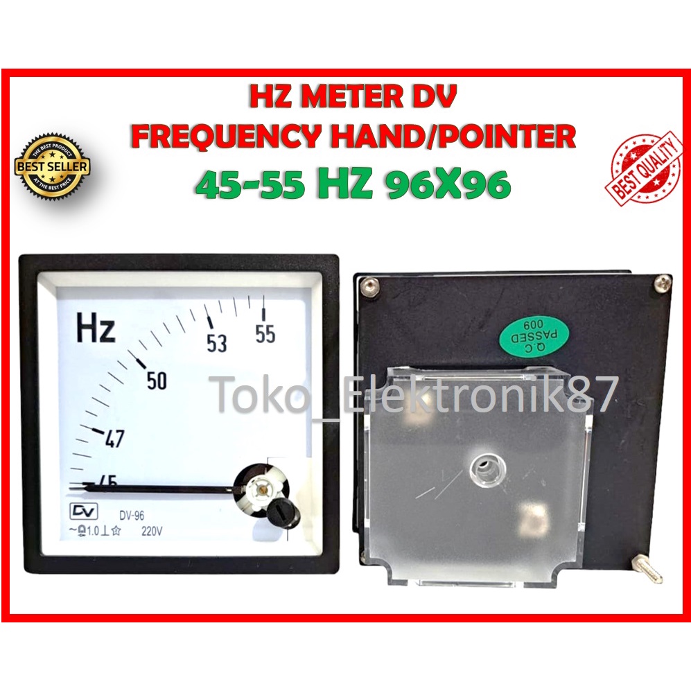 Jual Frequency Meter Hand/Pointer HZ Meter 96x96 45-55Hz (PANEL METER ...