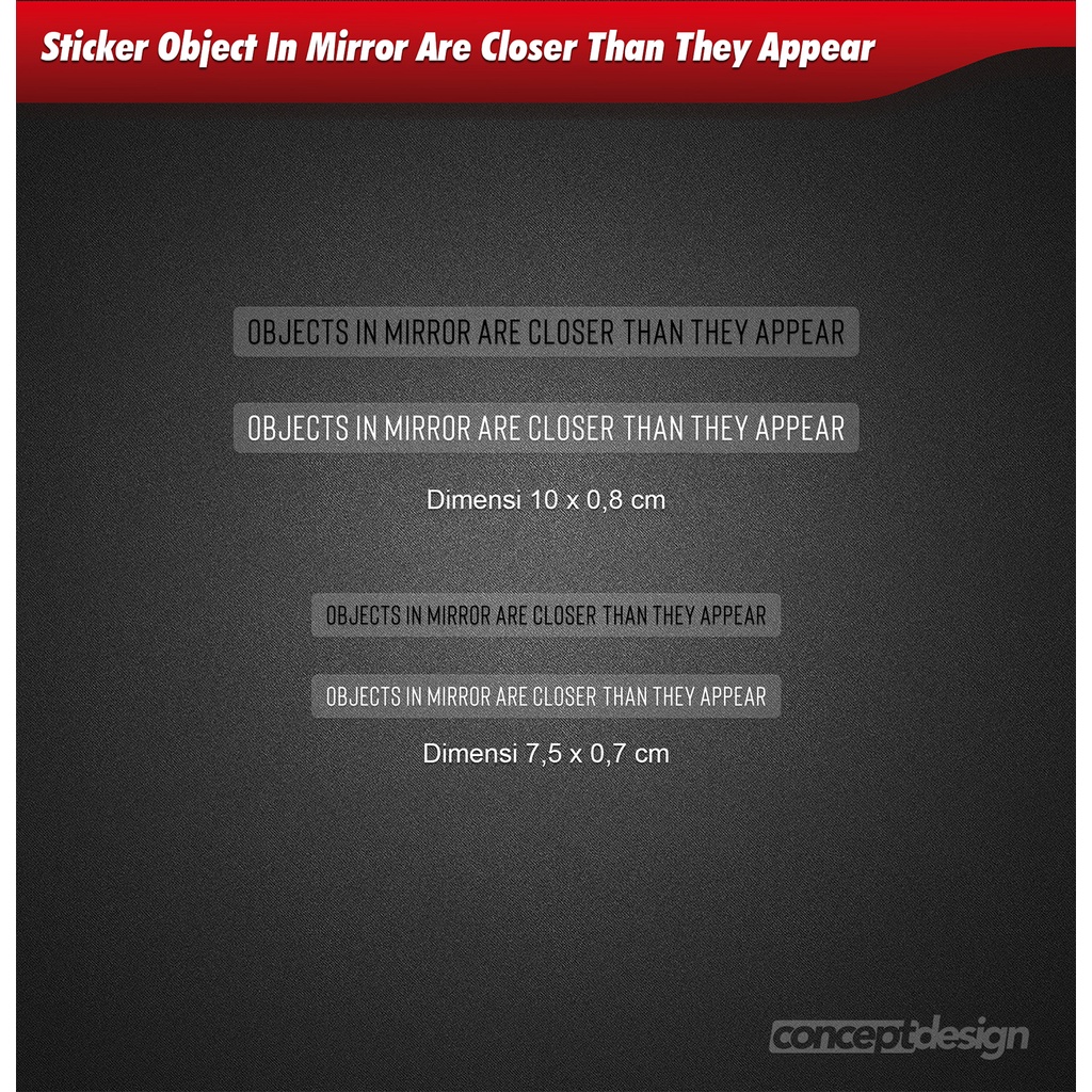 Jual Sticker Printing Object In Mirror Are Closer Than They Appear ...