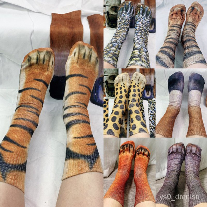 Jual New 3D Print Sock Cute Animal Paw Long Socks Funny Chicken Cat Leg ...