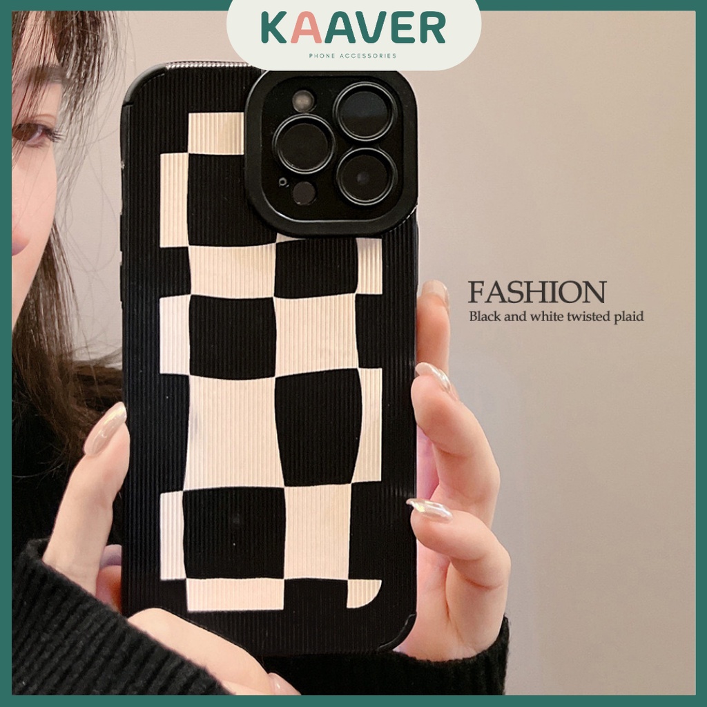 Jual KAAVER - Klasik Kotak Hitam Putih Soft Case iPhone 7 8 SE X XS XR ...