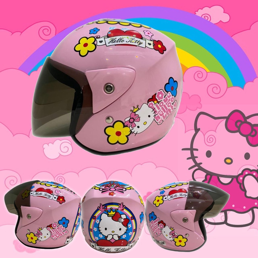 Jual Helm Anak JM Hello Kitty karakter cartoon Usia 4 SD 9 tahun SNI ...