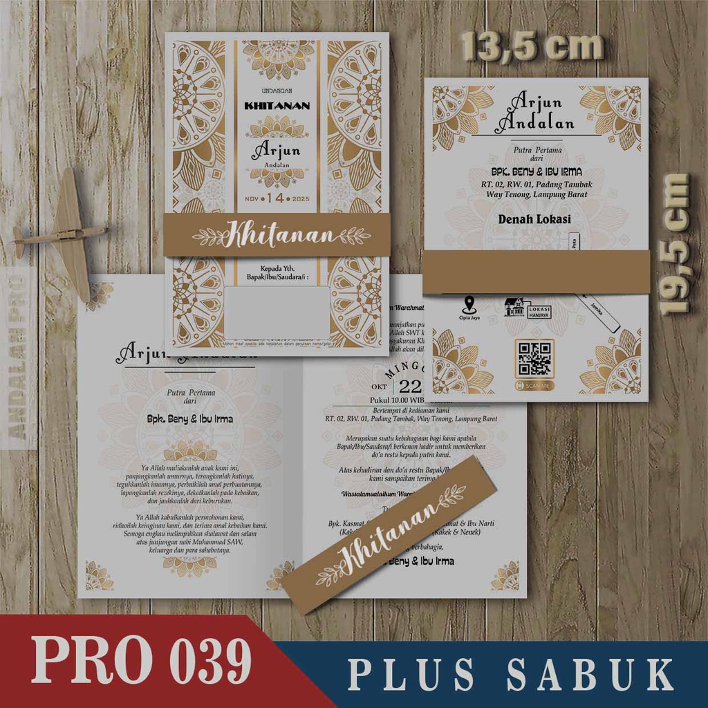 Jual 43 Desain Undangan Khitan Bahan Tik 200 GSM Plus Sabuk | Shopee ...