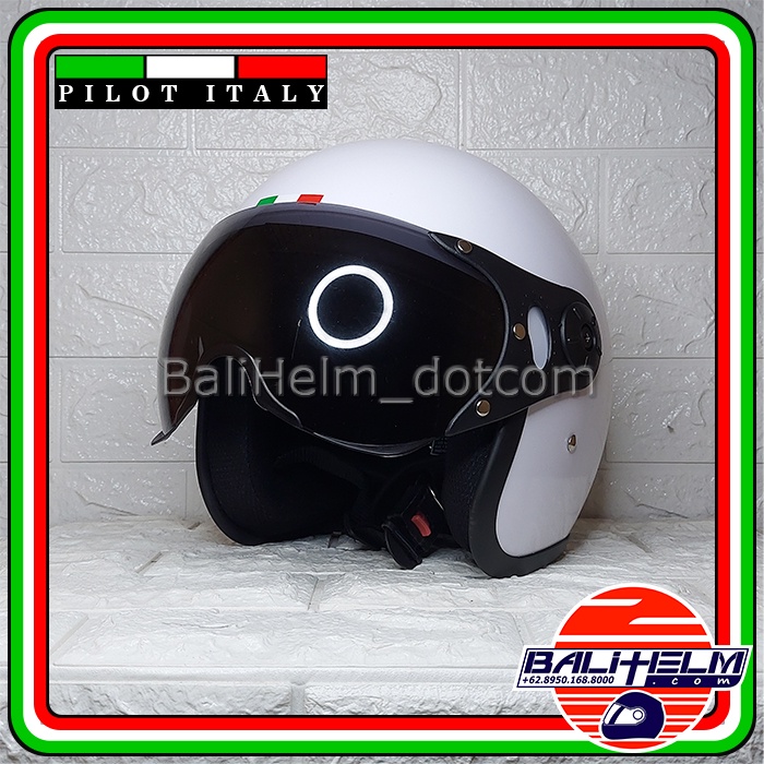 Jual Helm Retro Pilot Italy White Glossy | Shopee Indonesia