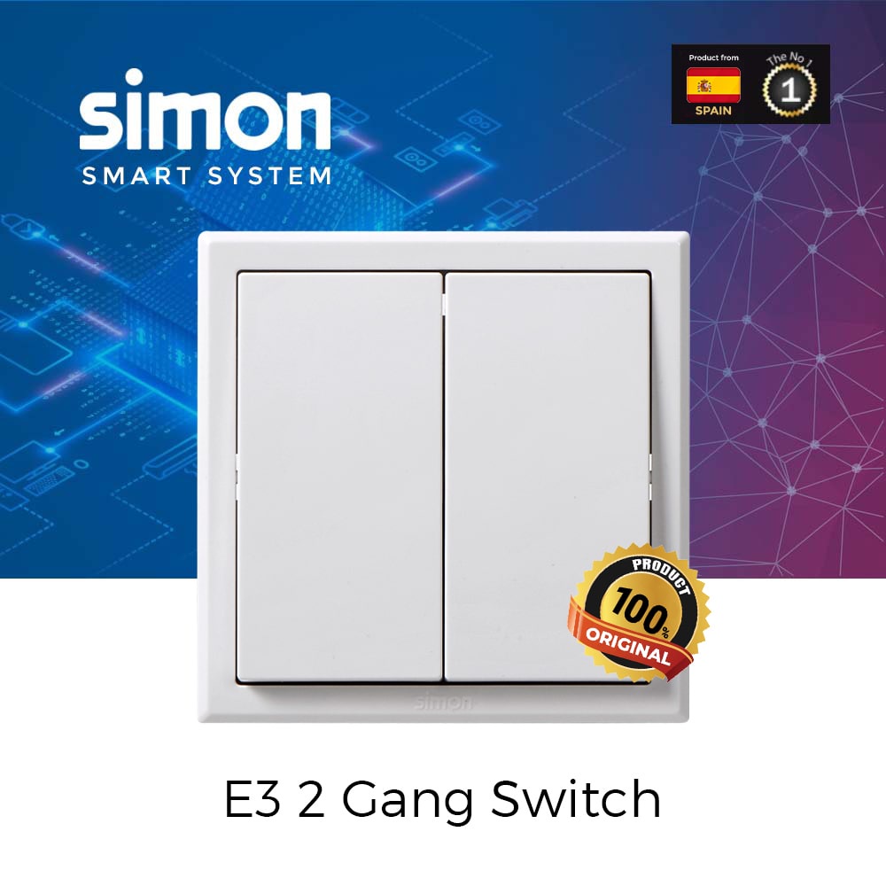 Jual Saklar Simon E3 Series 2 Gang 1 Way Switch White | Shopee Indonesia