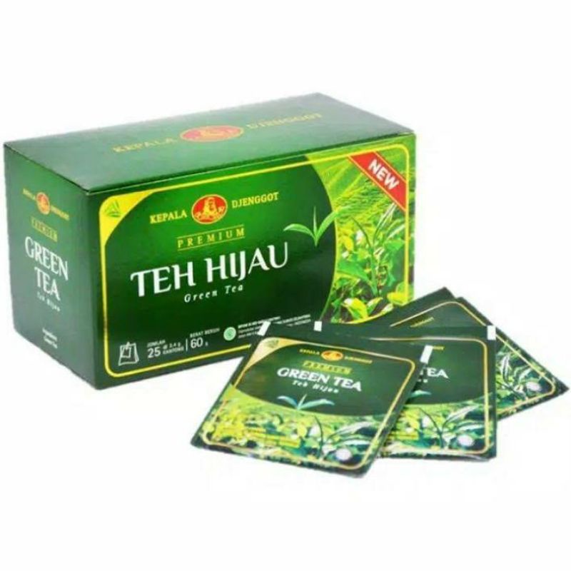 Jual TEH HIJAU/GREEN TEA PREMIUM CAP KEPALA DJENGGOT ISI 25 | Shopee ...